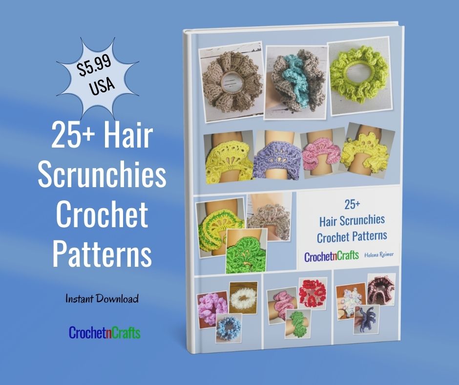Crochet Bernat Hair Scrunchies ~ FREE Crochet Pattern