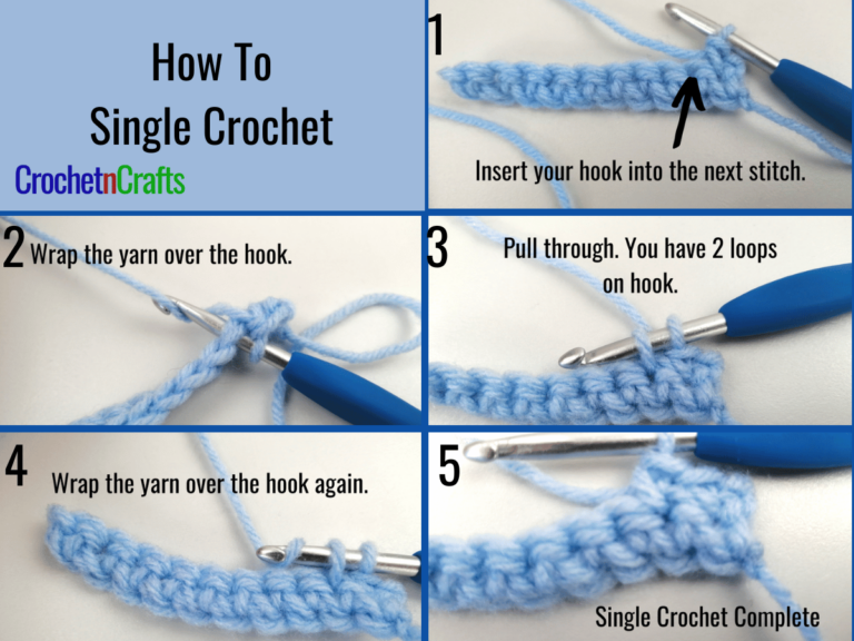 How to Single Crochet with Video and Photo Tutorial - CrochetNCrafts