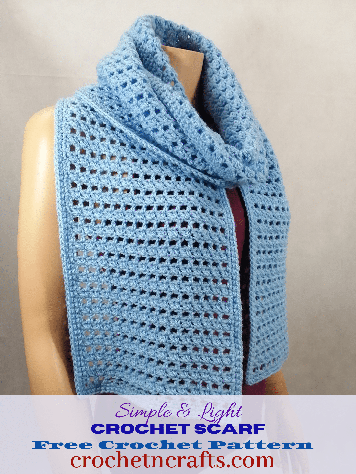 Seeded Lace Simple and Light Crochet Scarf - CrochetNCrafts