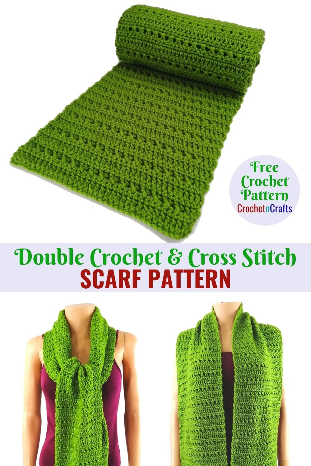 Double Crochet and Cross Stitch Scarf - CrochetNCrafts