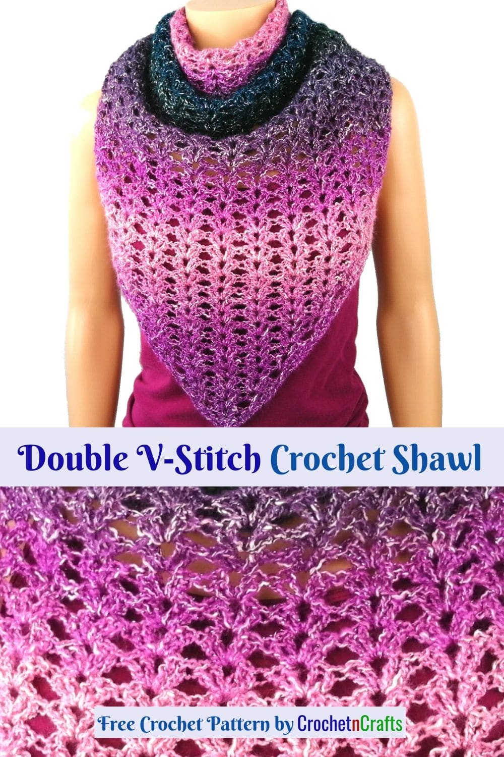 Double V-Stitch Crochet Shawl - CrochetNCrafts