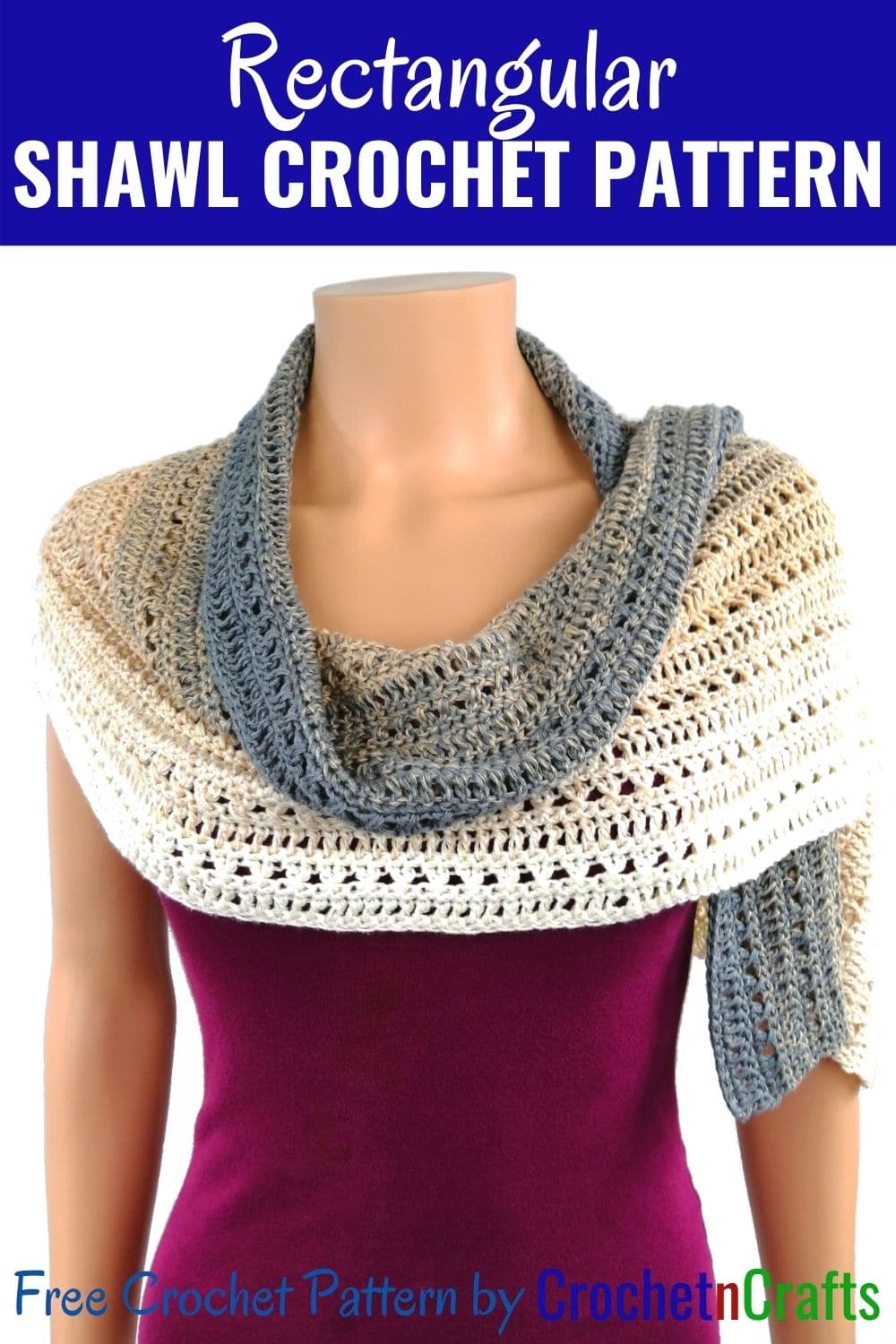 Double Crochet and Cross Stitch Rectangular Shawl Crochet Pattern ...
