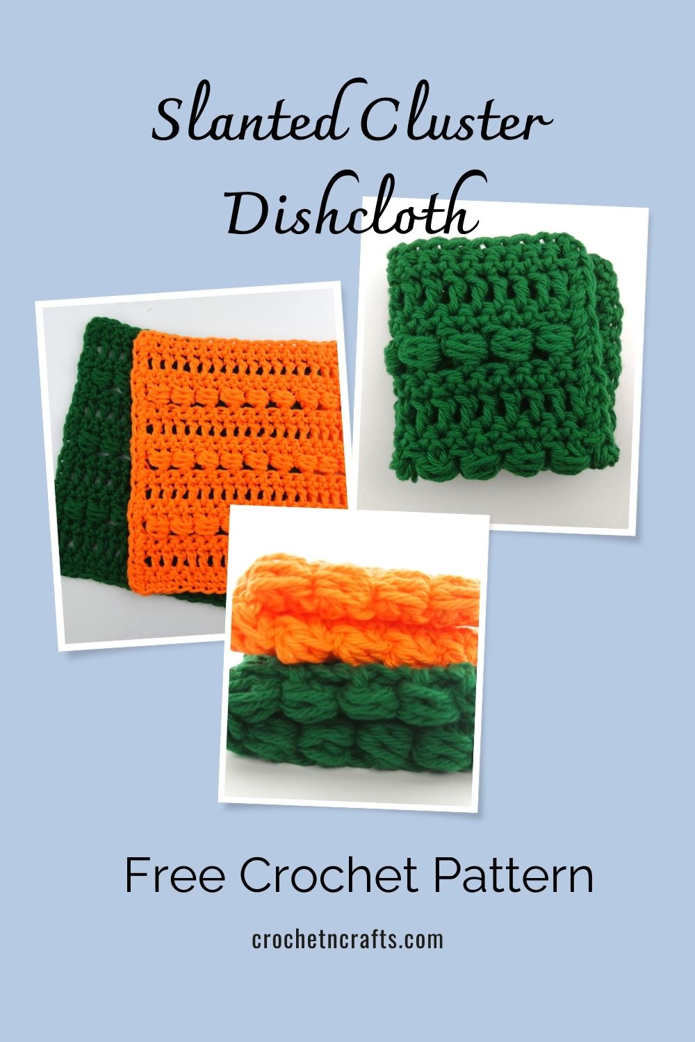 Slanted Cluster Crochet Dishcloth Pattern - CrochetNCrafts