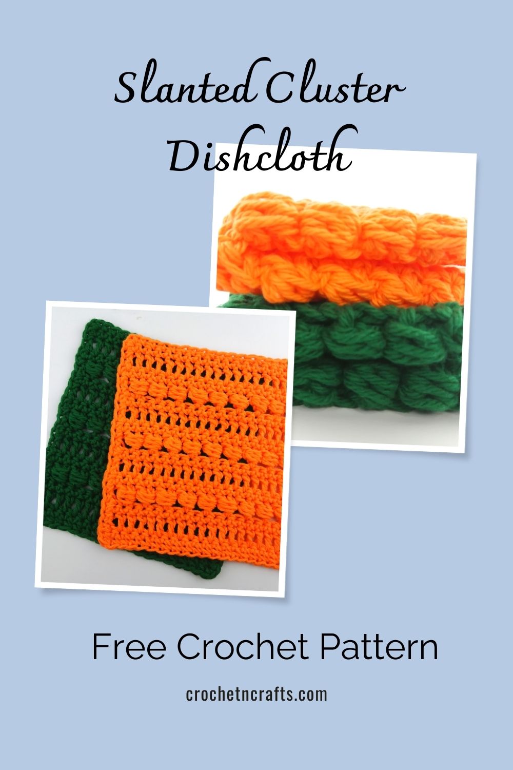 Slanted Cluster Crochet Dishcloth Pattern - CrochetNCrafts