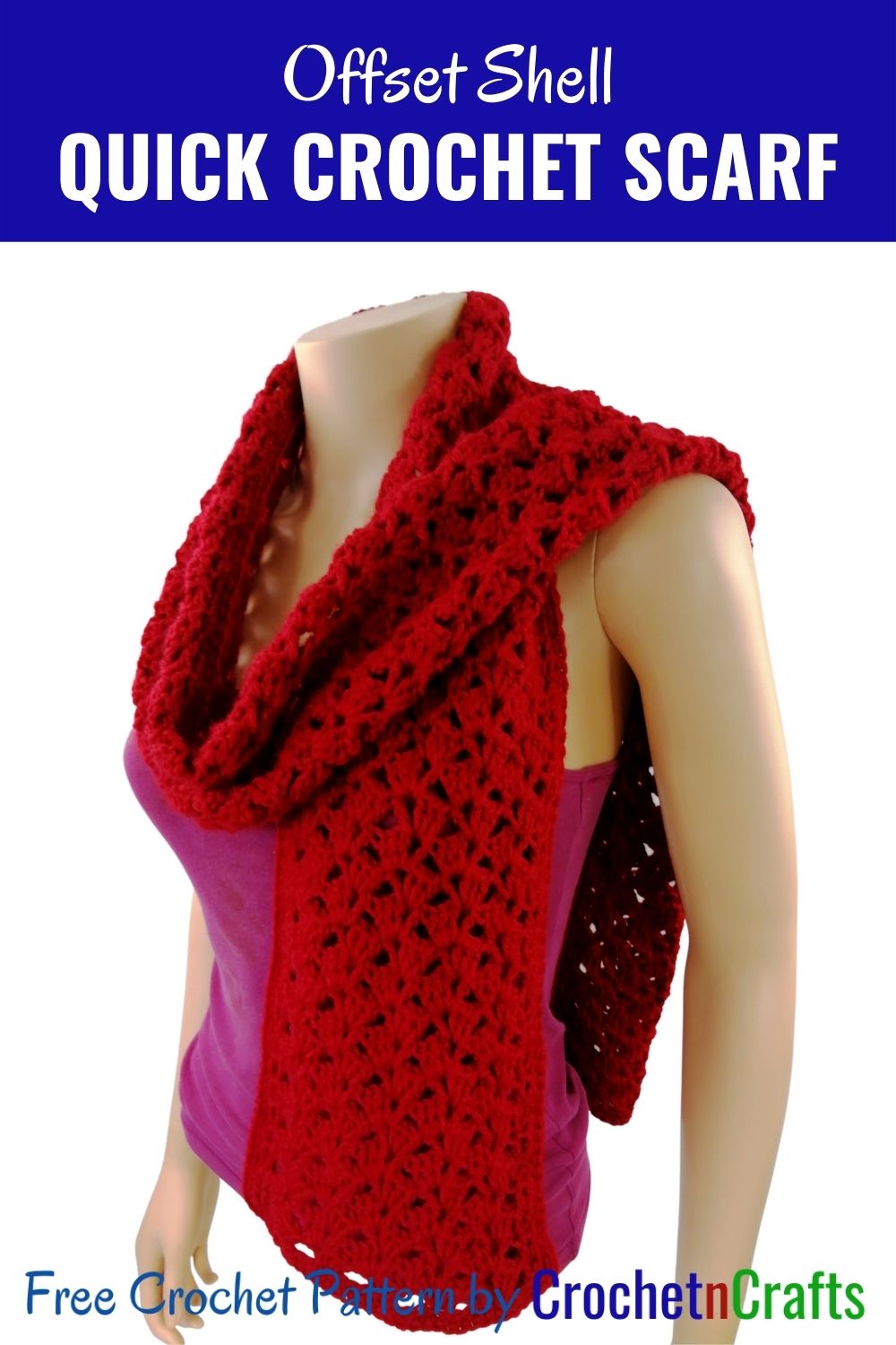 Offset Shell Quick Crochet Scarf - CrochetNCrafts