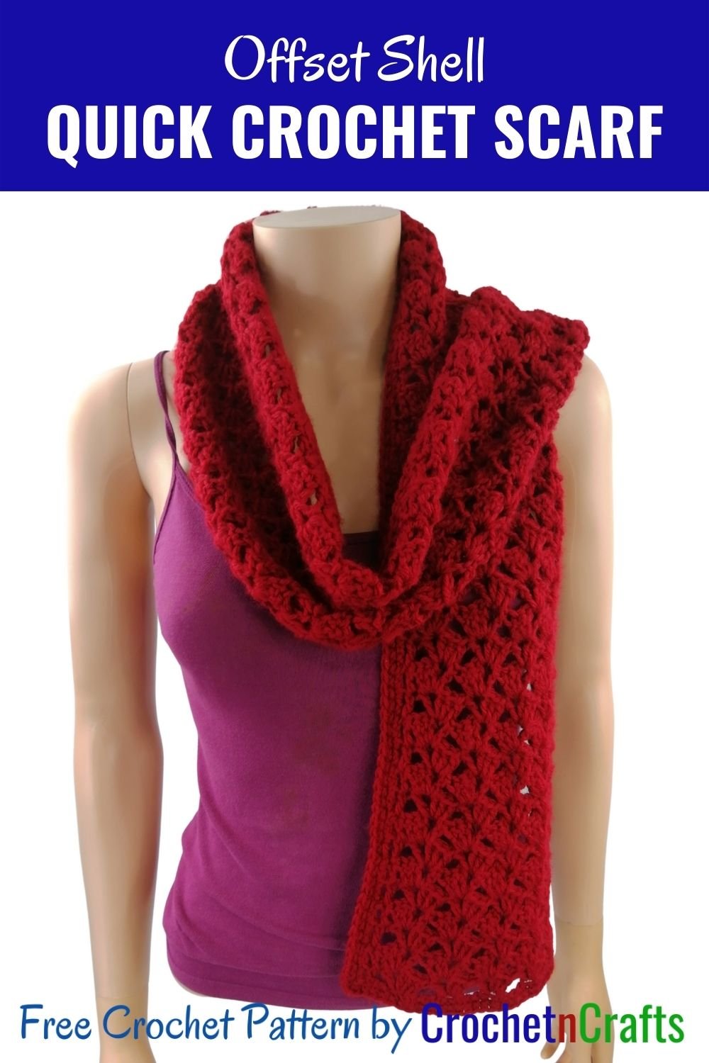Offset Shell Quick Crochet Scarf - CrochetNCrafts