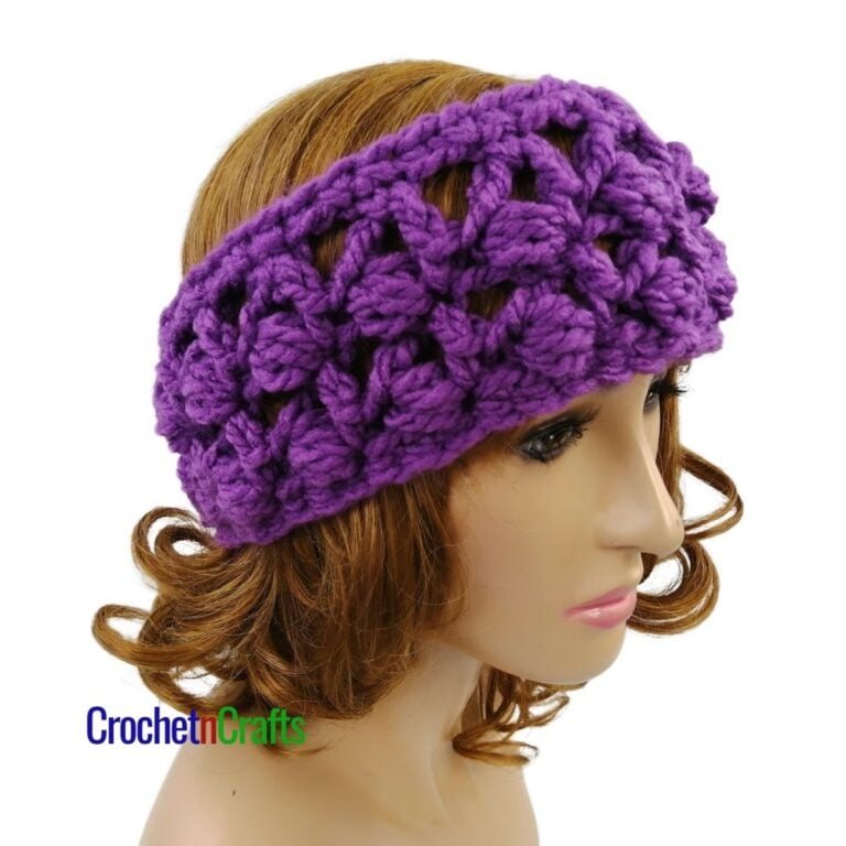 Slanted Puffs Crochet Ear Warmer Pattern - CrochetNCrafts