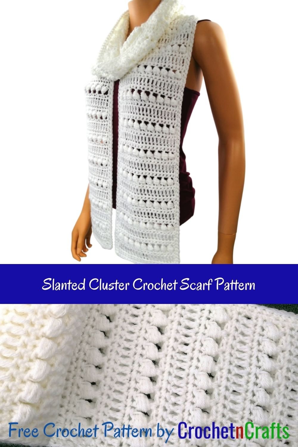 Slanted Cluster Crochet Scarf Pattern - CrochetNCrafts