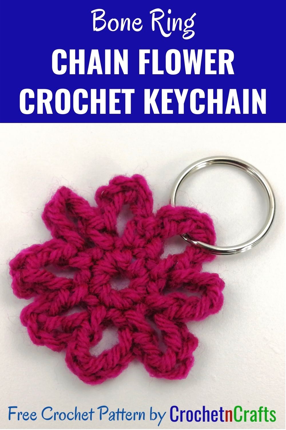Bone Ring Crochet Flower Keychain - CrochetNCrafts