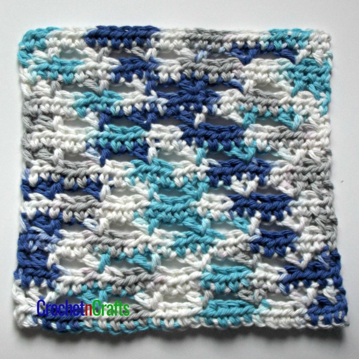 Lace Dishcloth Crochet Pattern - Half Double & V-Stitch - CrochetNCrafts