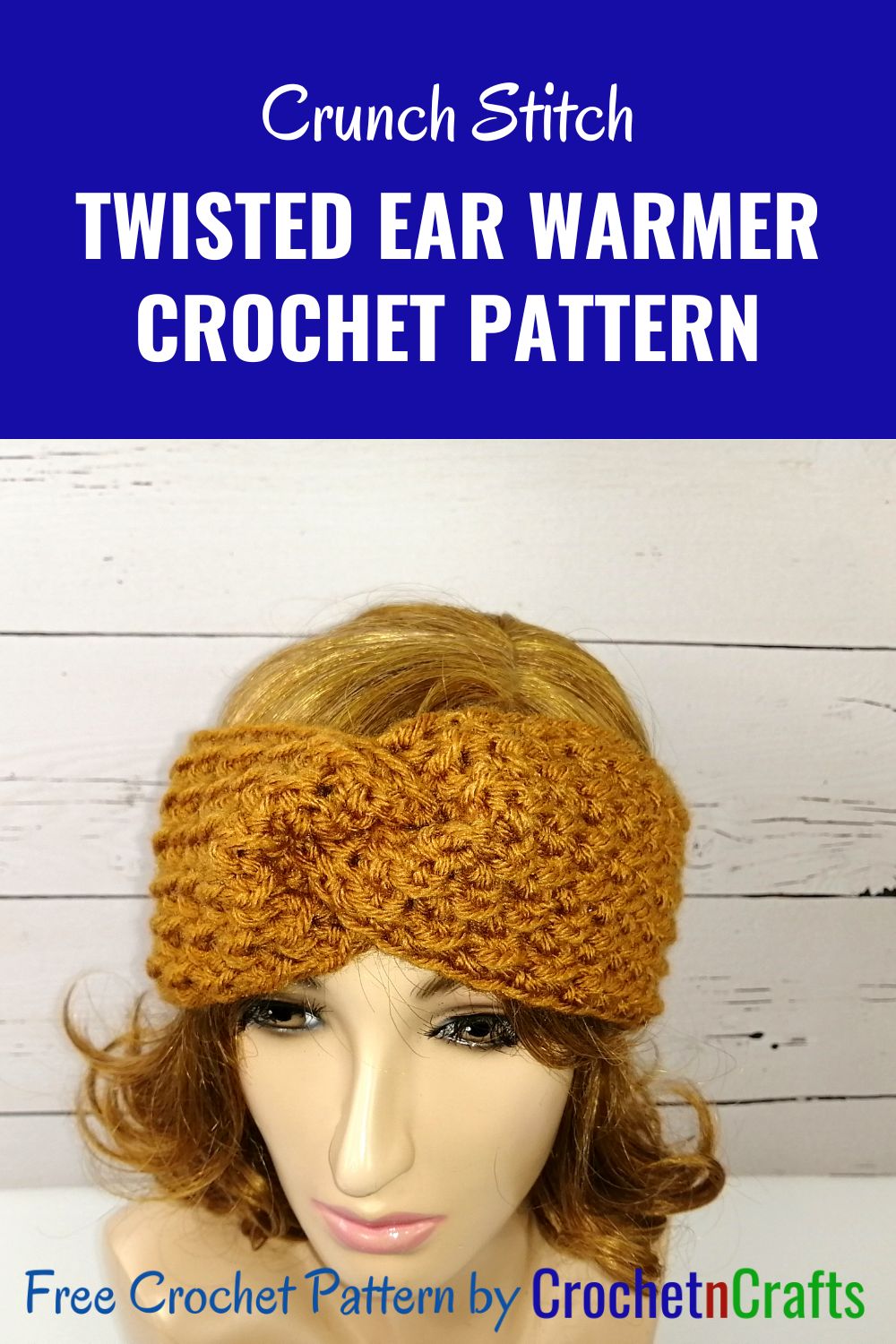 Crunch Stitch Twisted Ear Warmer Crochet Pattern - CrochetNCrafts