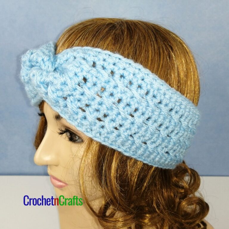 Twisted Ear Warmer Crochet Pattern with Crossed HDC - CrochetNCrafts