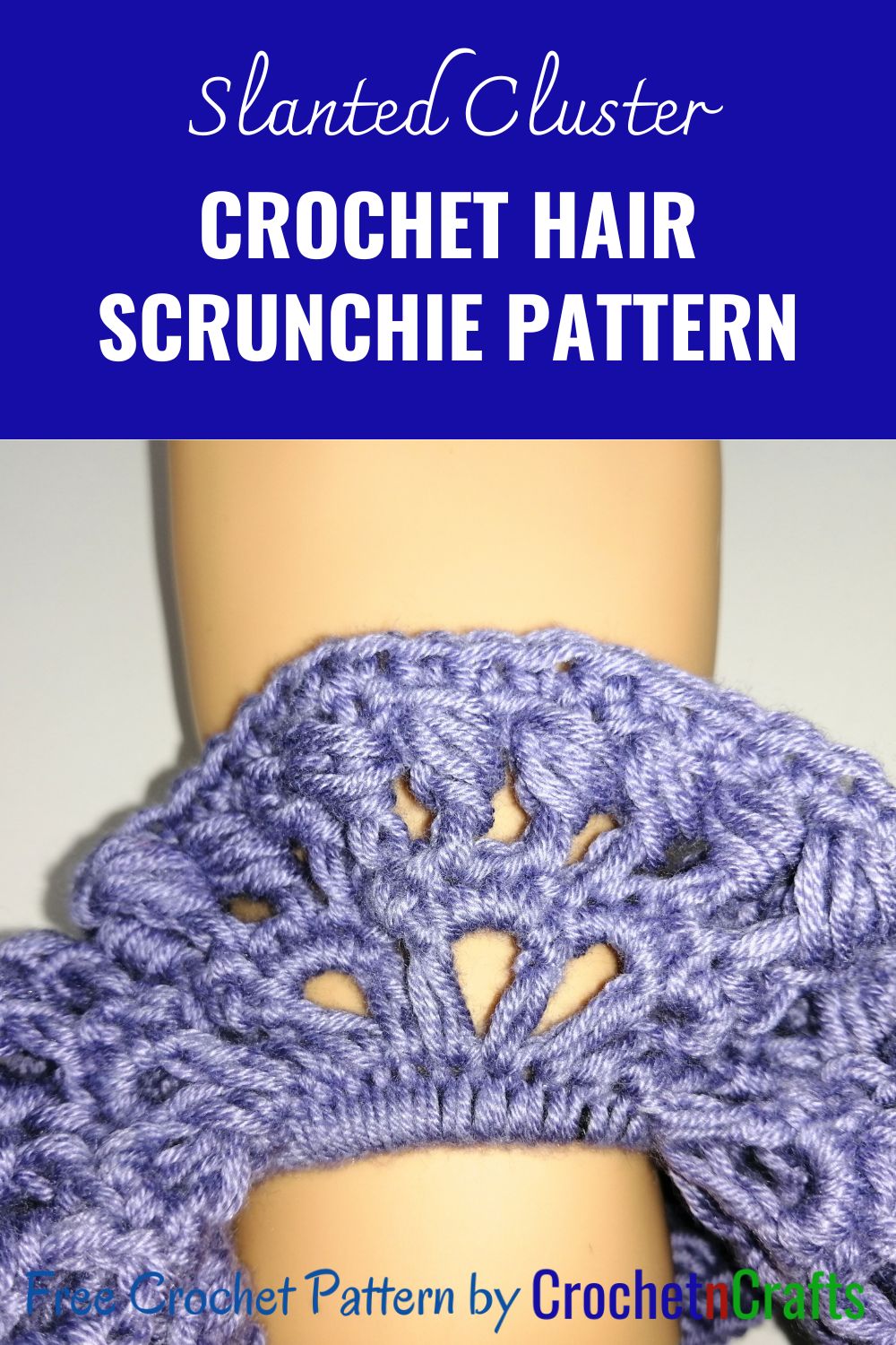 Slanted Cluster Crochet Hair Scrunchie - CrochetNCrafts