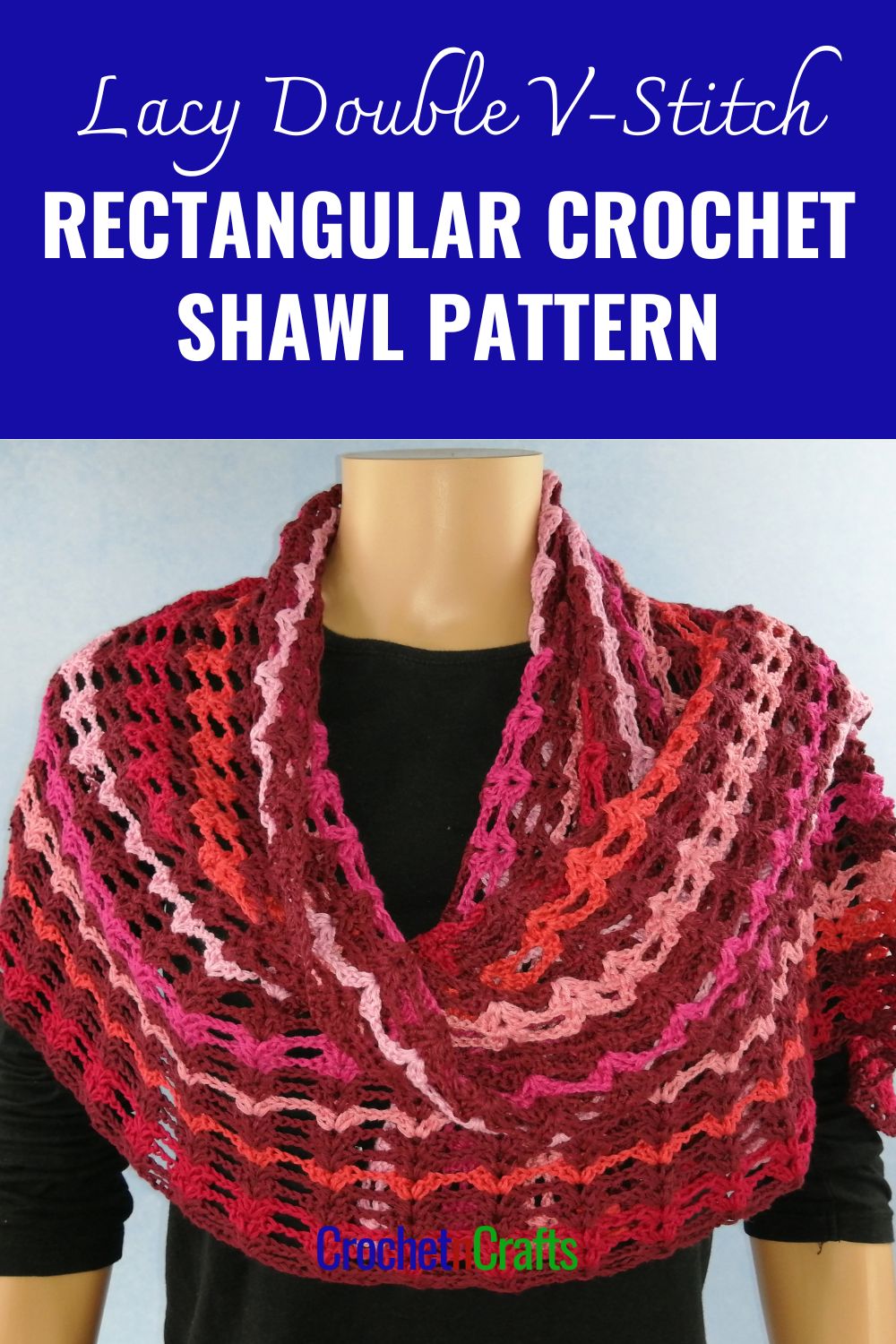 Lacy Double V-Stitch Rectangular Shawl - CrochetNCrafts