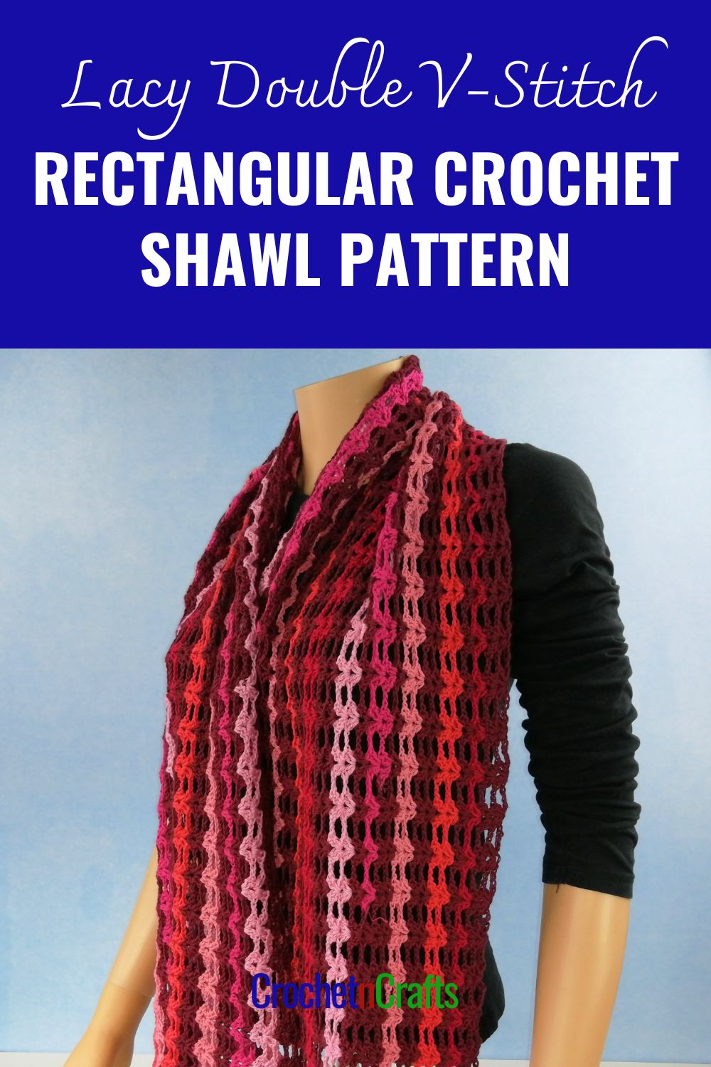 Lacy Double V-Stitch Rectangular Shawl - CrochetNCrafts