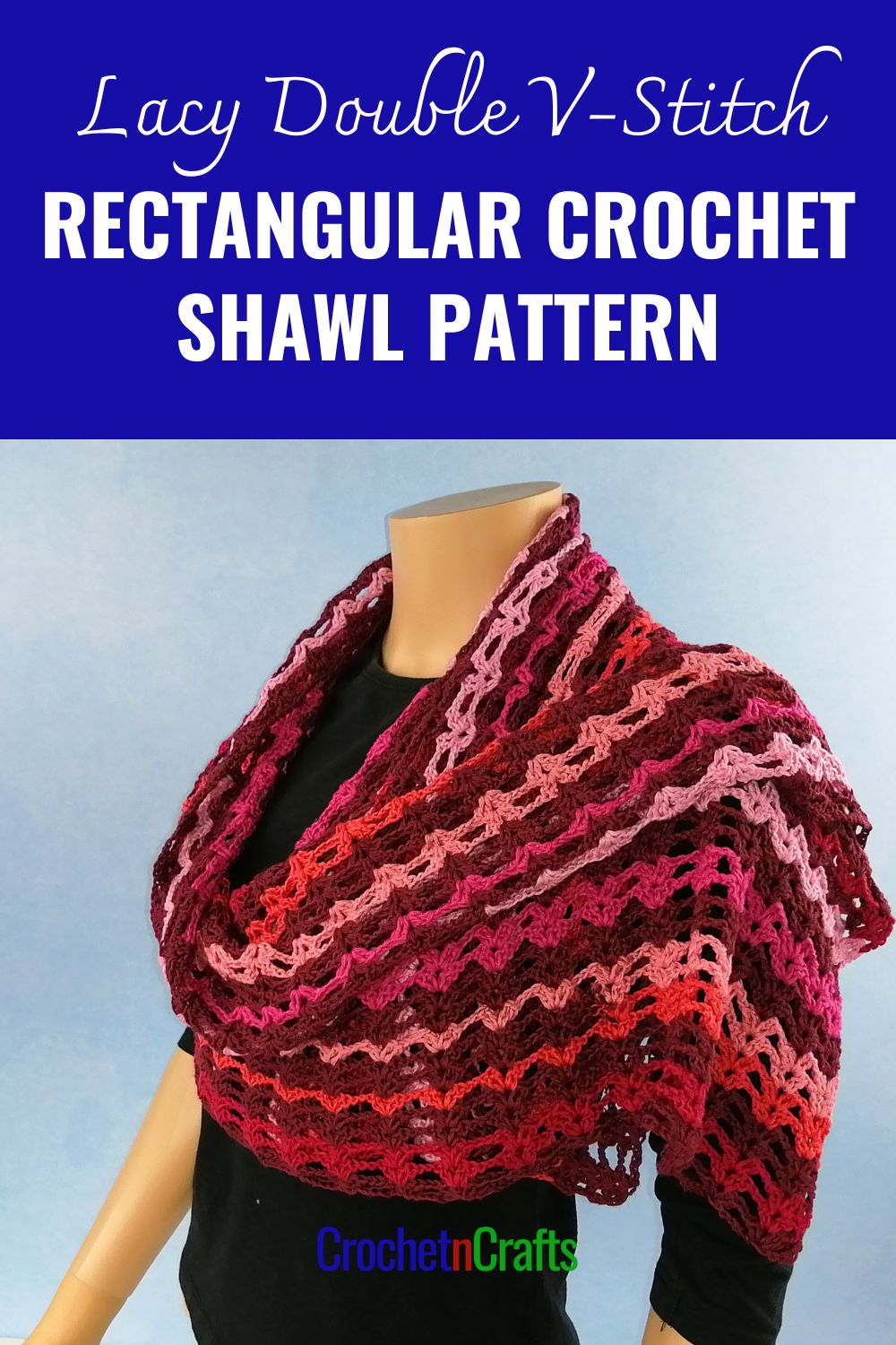 Lacy Double V-Stitch Rectangular Shawl - CrochetNCrafts