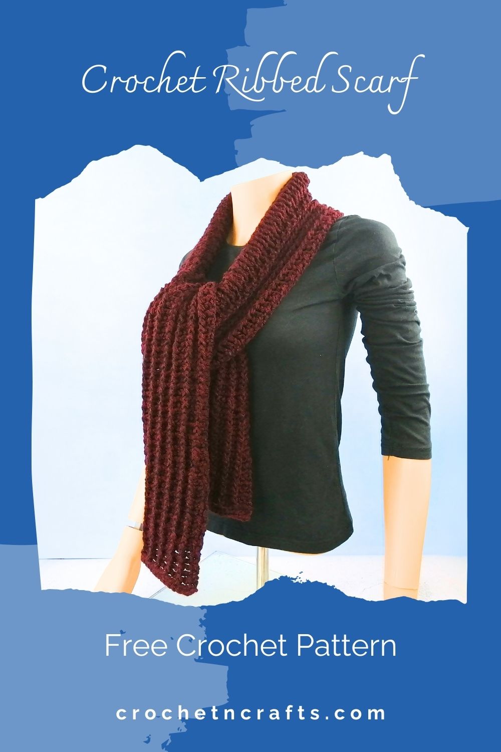 Ribbed Scarf ~ FREE Crochet Pattern