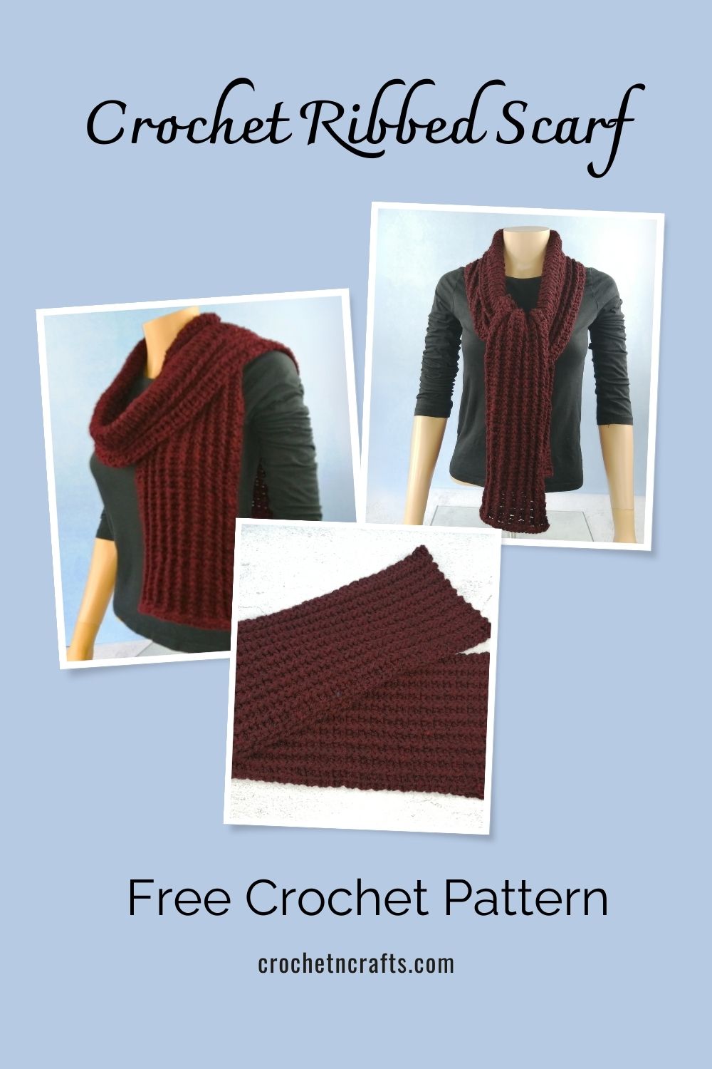 Ribbed Scarf ~ FREE Crochet Pattern