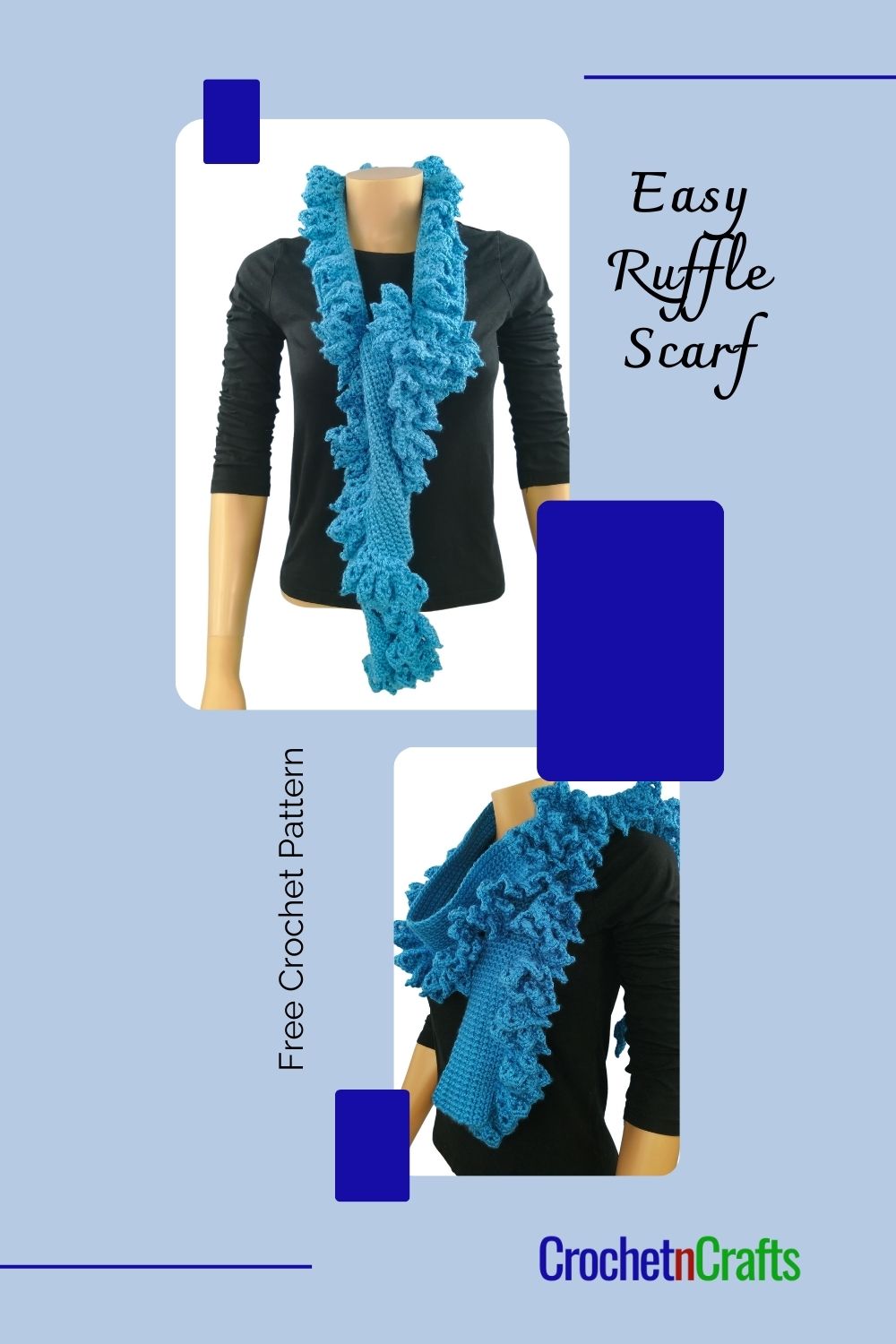Easy One-Side Ruffle Scarf Crochet Pattern - CrochetNCrafts