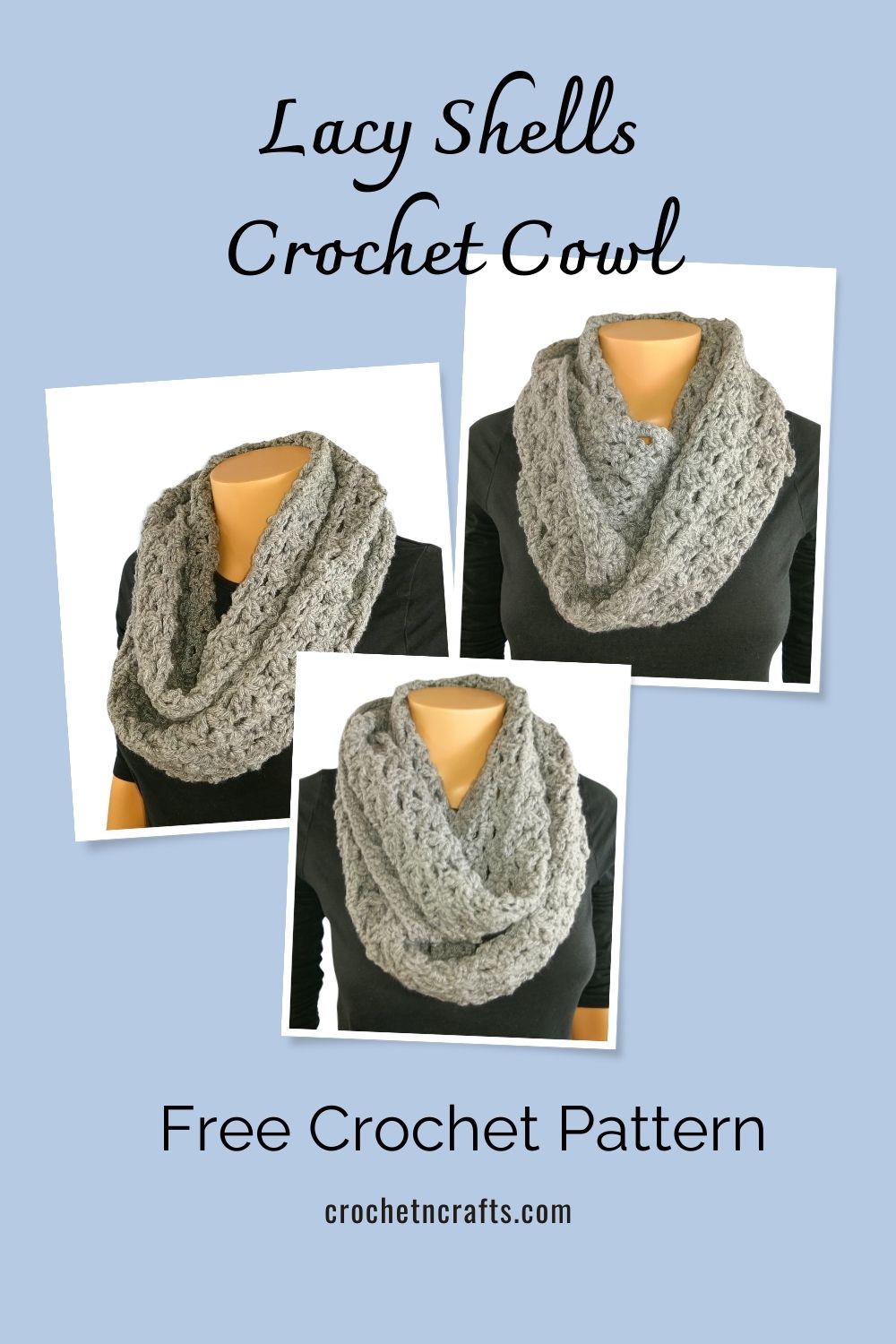 Lacy Shells Crochet Cowl - CrochetNCrafts