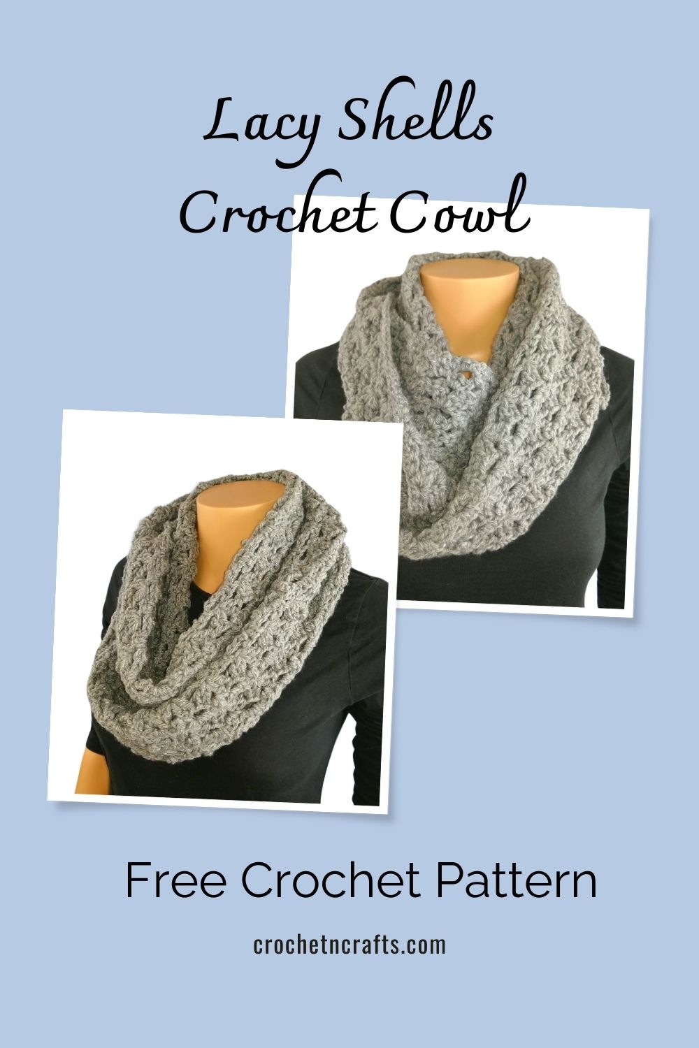 Lacy Shells Crochet Cowl - CrochetNCrafts
