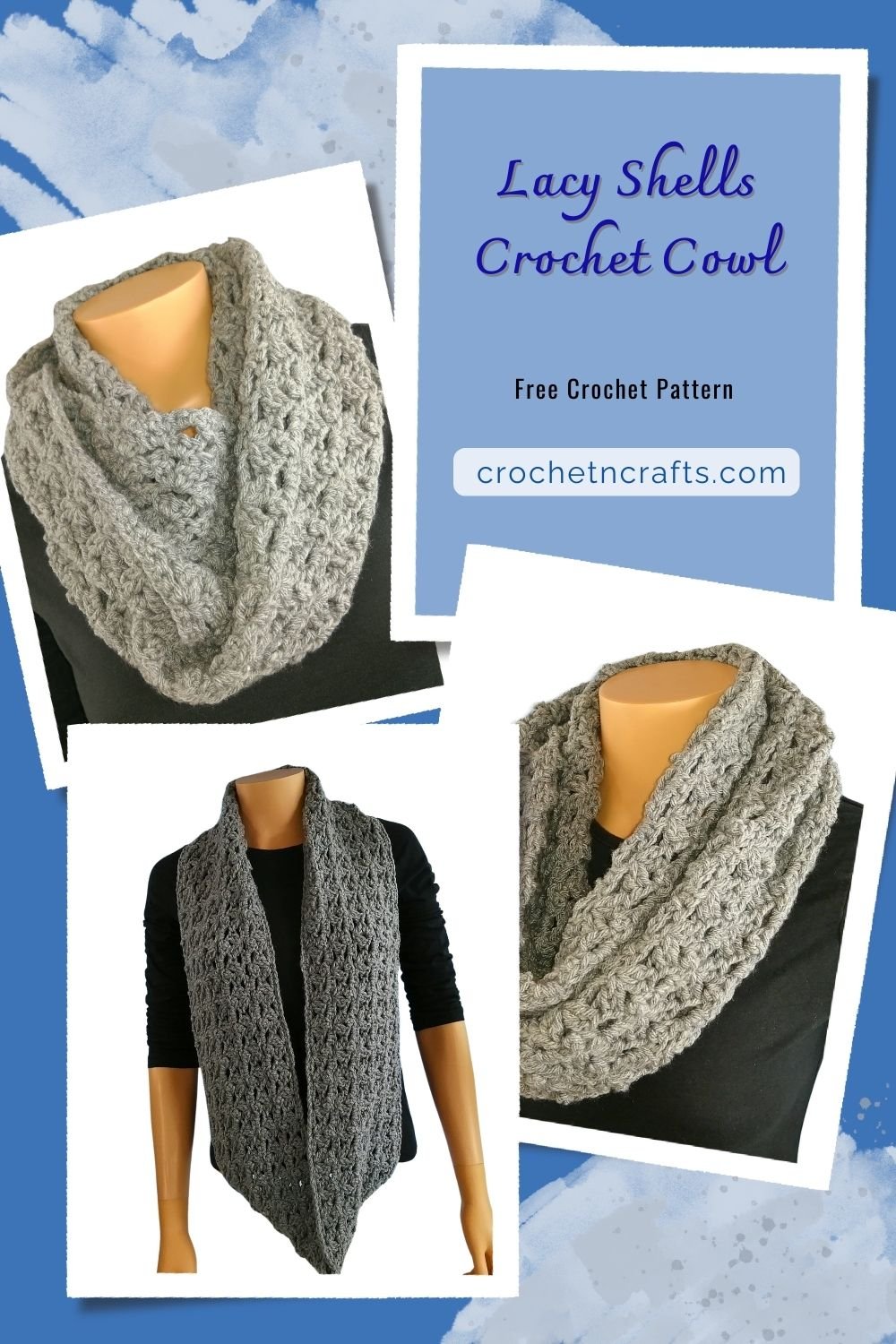 Lacy Shells Crochet Cowl - CrochetNCrafts