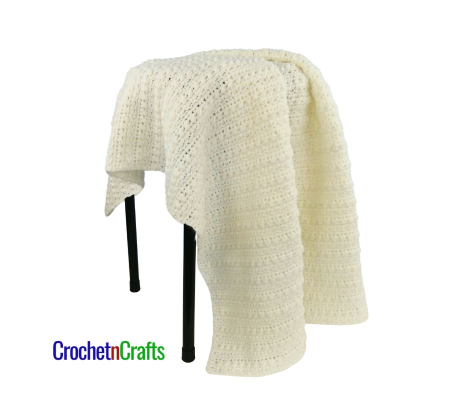 Textured Baby Blanket - Crossed Puffs with SC Eyelets - CrochetNCrafts