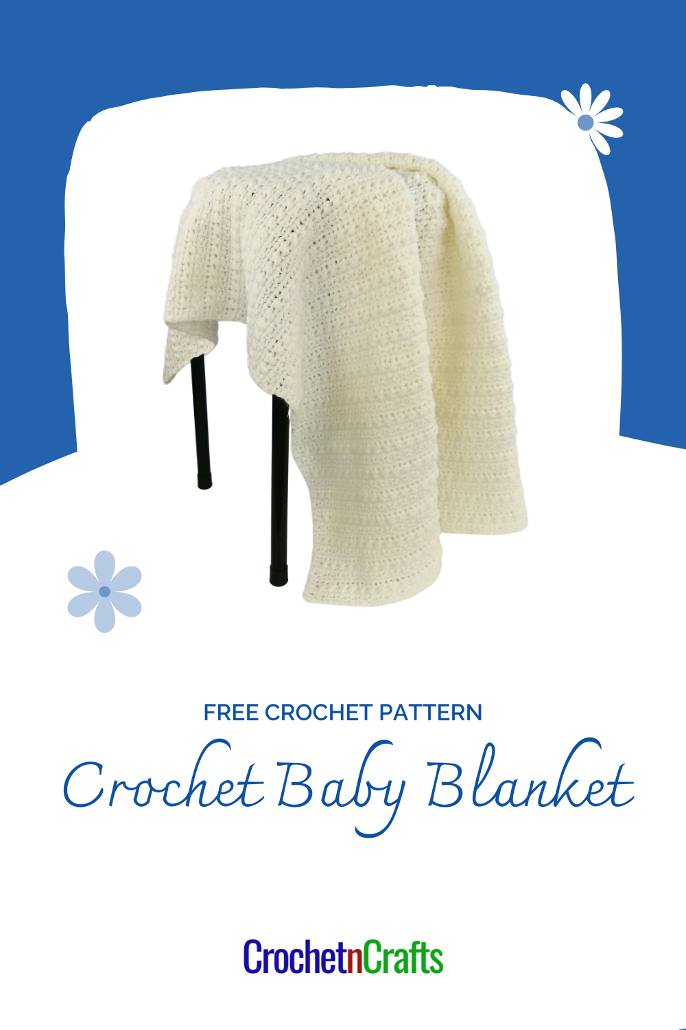 Textured Baby Blanket - Crossed Puffs with SC Eyelets - CrochetNCrafts