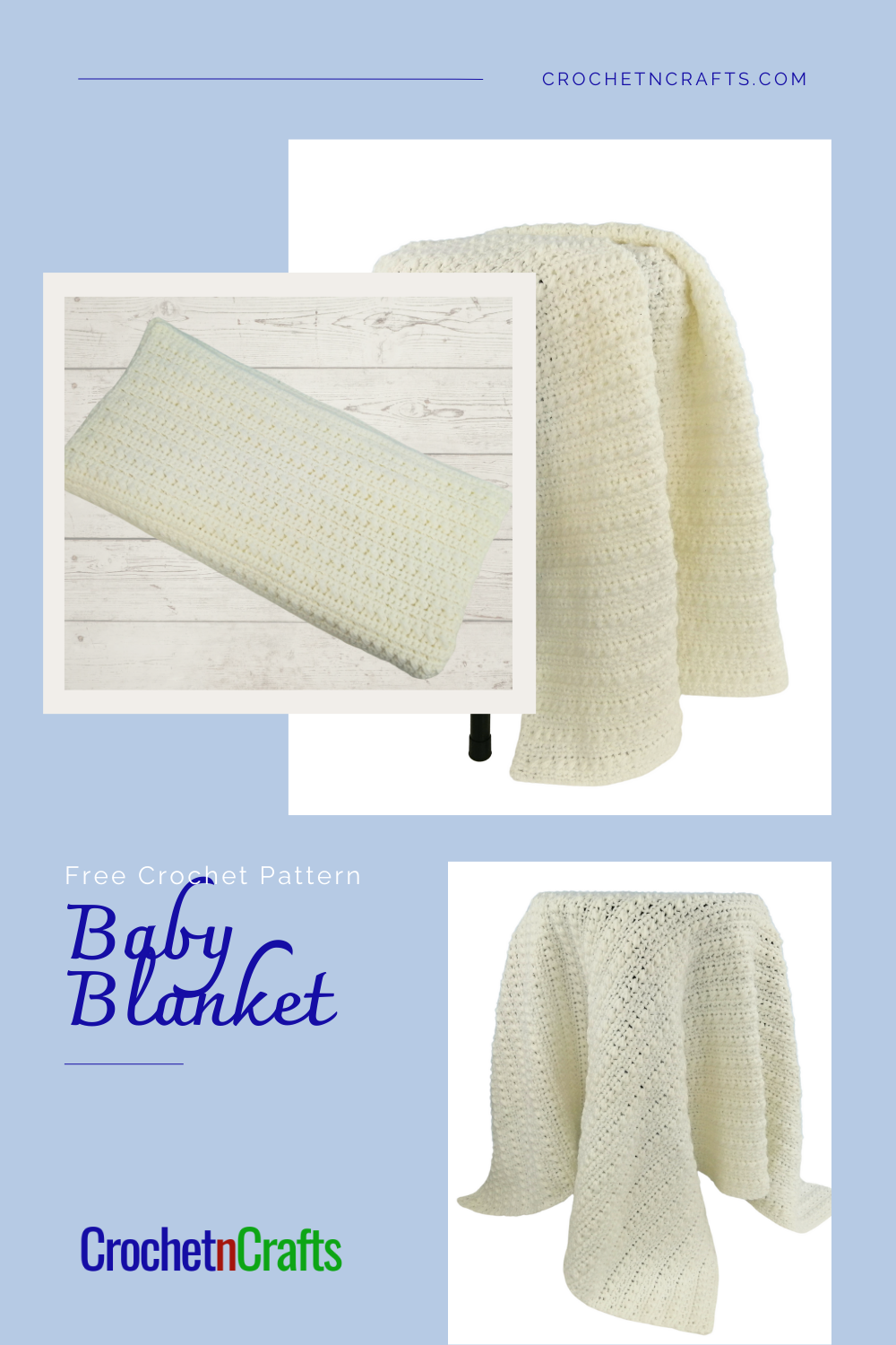 Textured Baby Blanket - Crossed Puffs with SC Eyelets - CrochetNCrafts