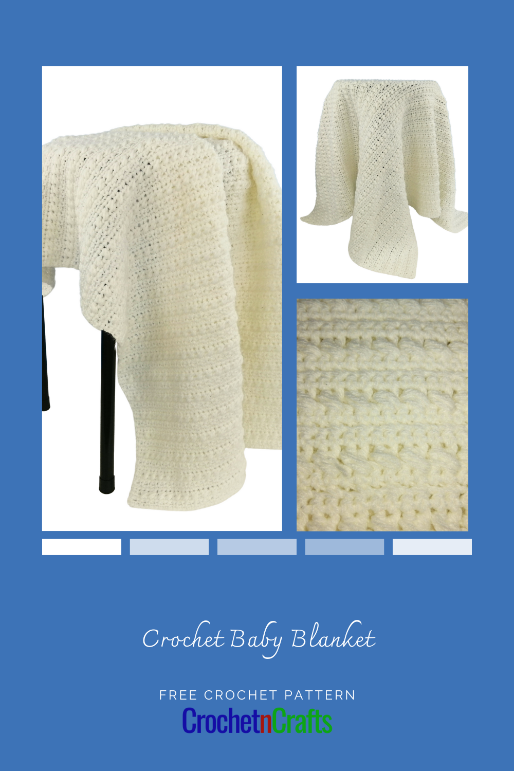 Textured Baby Blanket - Crossed Puffs with SC Eyelets - CrochetNCrafts