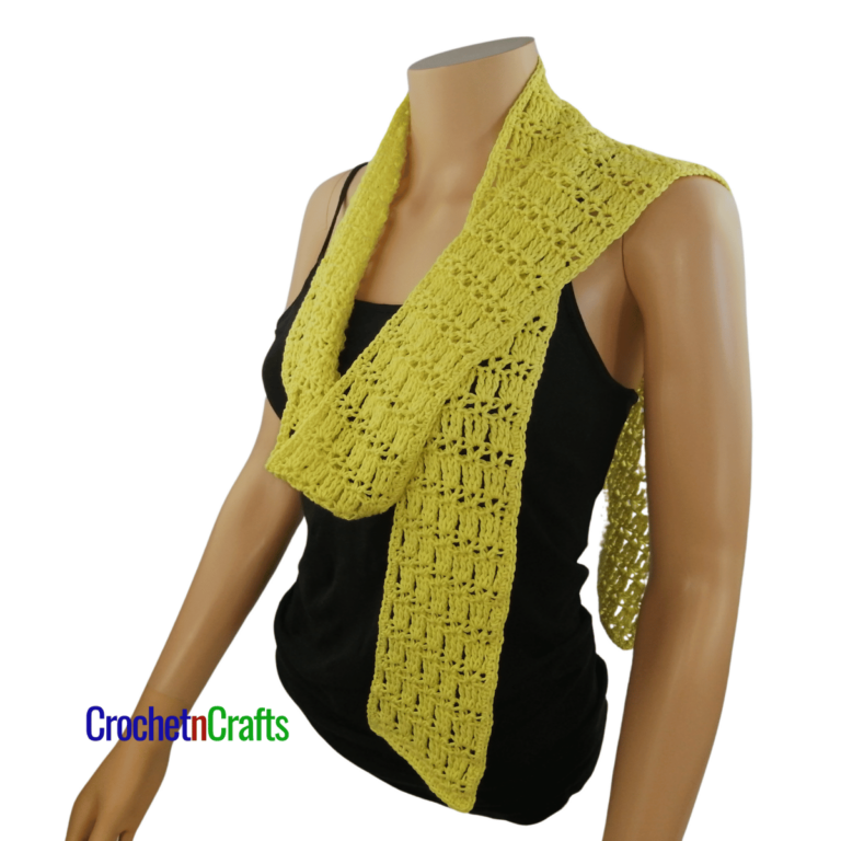 Skinny Summer Scarf Crochet Pattern - Hdc V-St and Tr - CrochetNCrafts