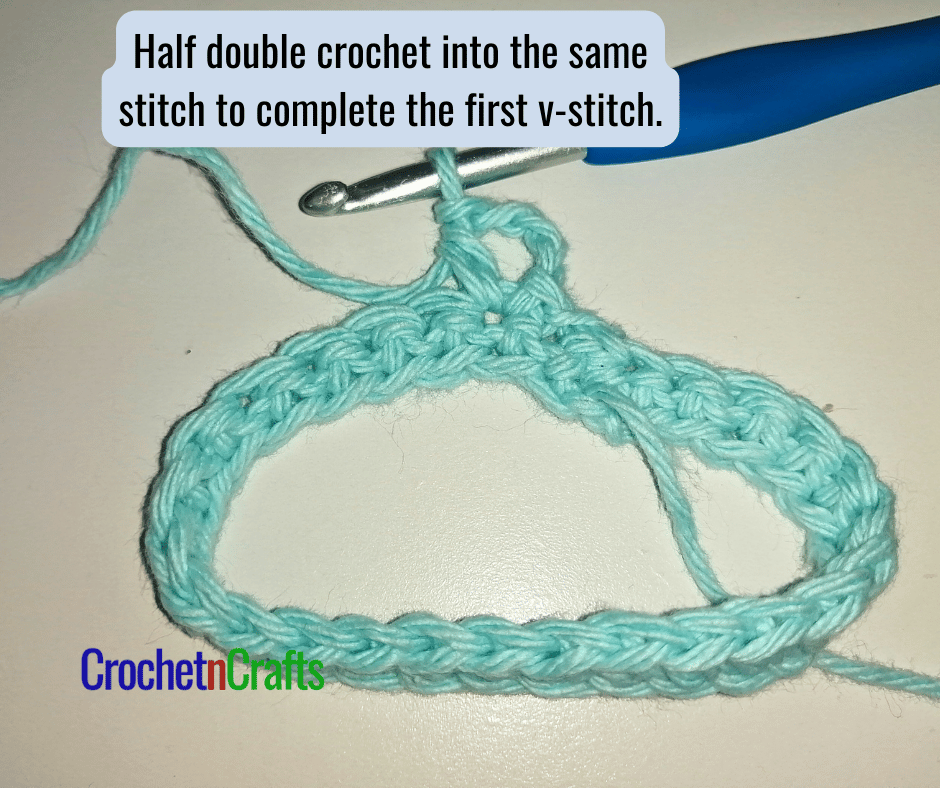 Shell and V-Stitch Variation - Hdc V-St and Tr - CrochetNCrafts