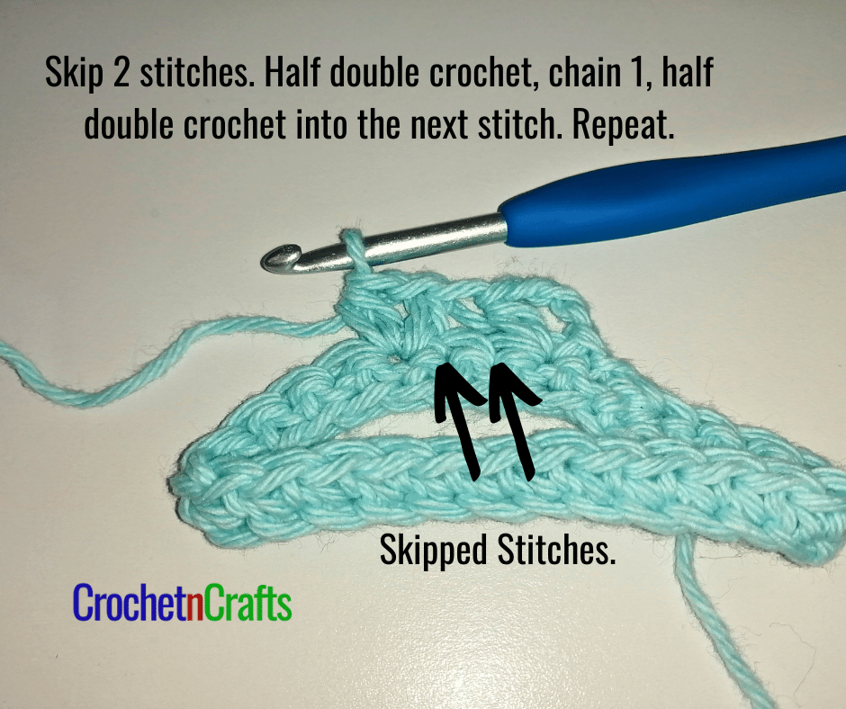 Shell and V-Stitch Variation - Hdc V-St and Tr - CrochetNCrafts