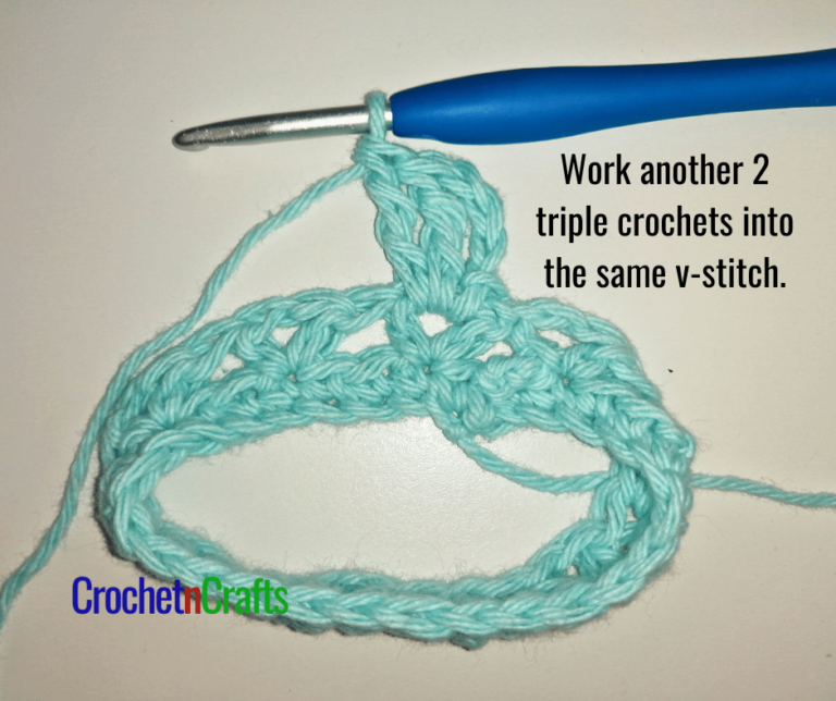 Shell and V-Stitch Variation - Hdc V-St and Tr - CrochetNCrafts