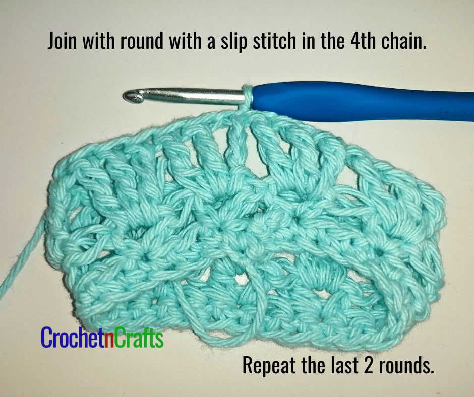 Shell and V-Stitch Variation - Hdc V-St and Tr - CrochetNCrafts