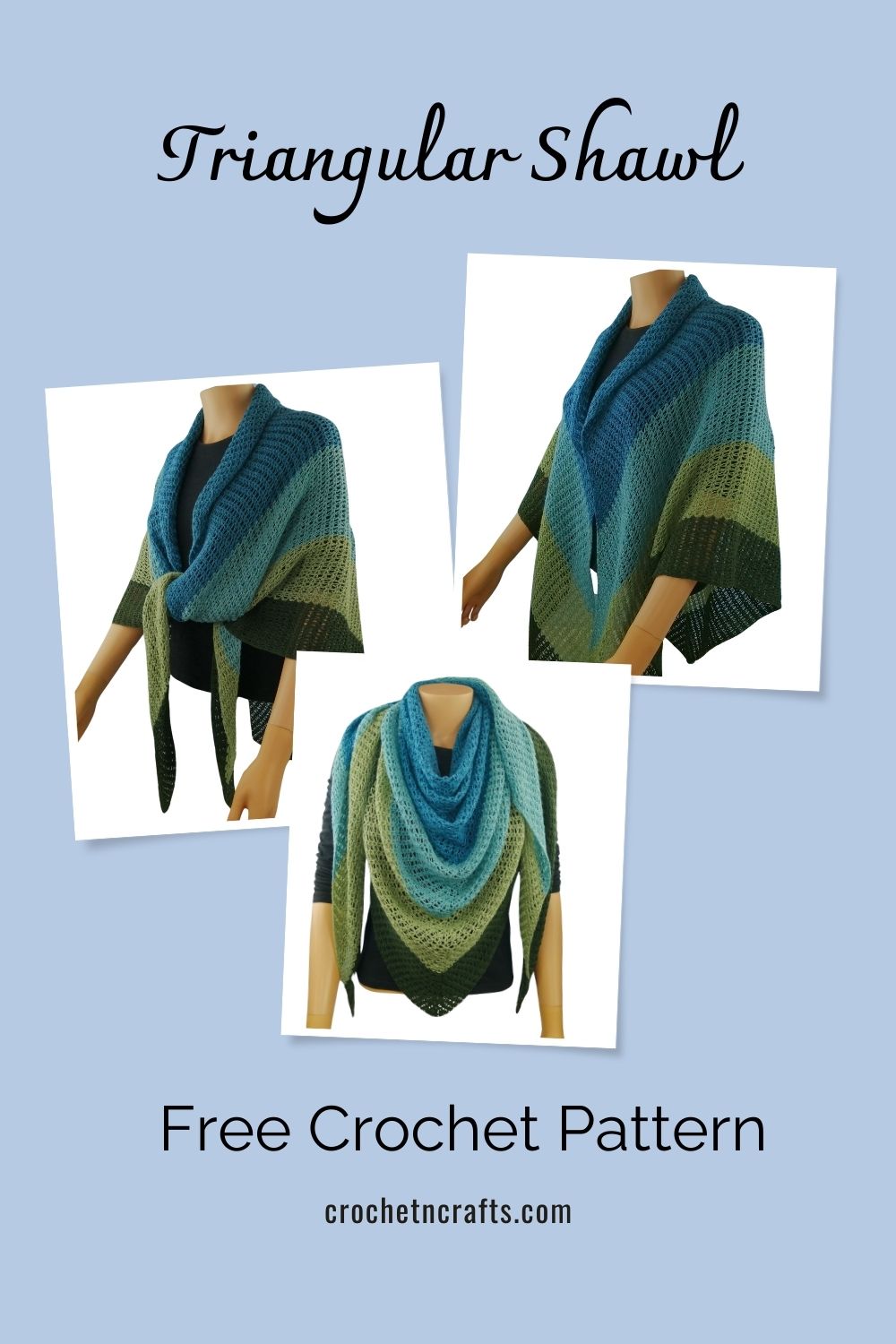 Pretty Simple Triangular Shawl Crochet Pattern - CrochetNCrafts