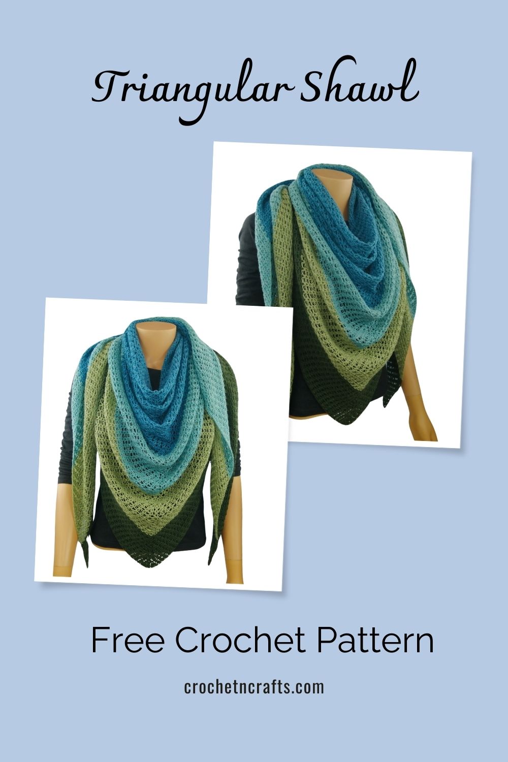 Pretty Simple Triangular Shawl Crochet Pattern - CrochetNCrafts