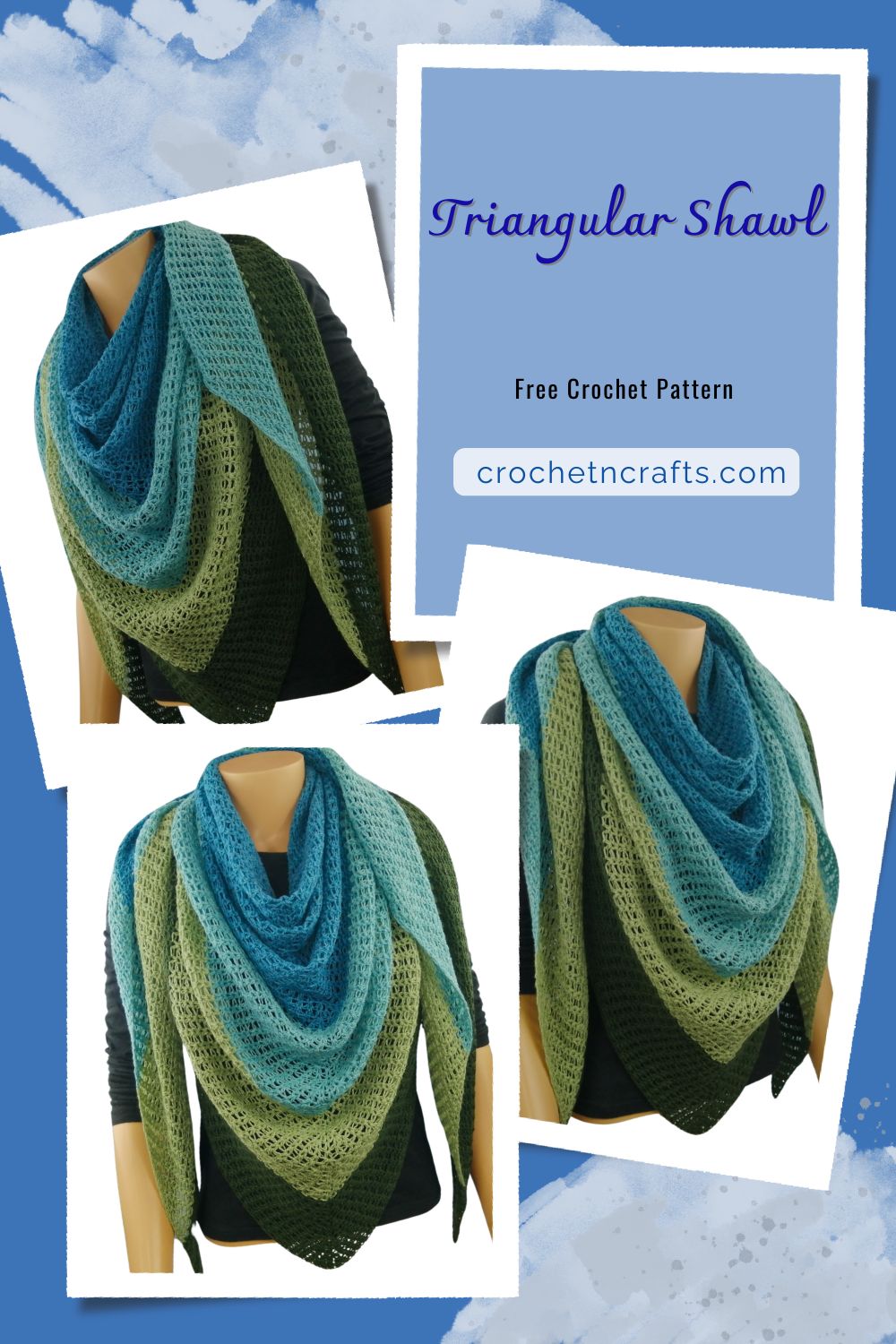 Pretty Simple Triangular Shawl Crochet Pattern - CrochetNCrafts