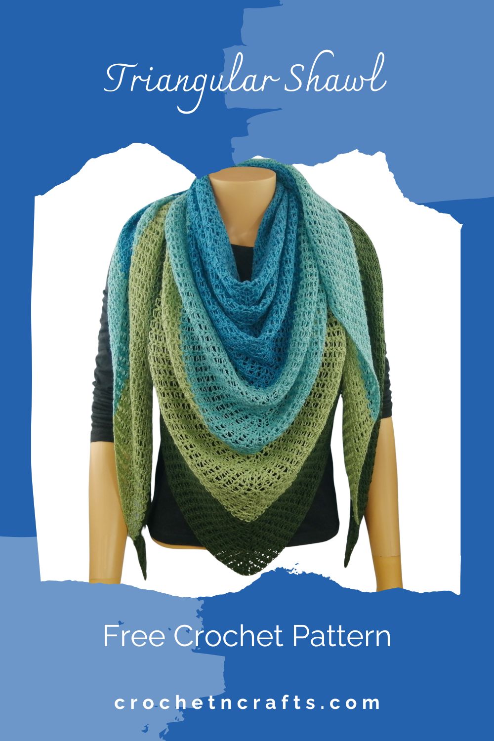 Pretty Simple Triangular Shawl Crochet Pattern - CrochetNCrafts
