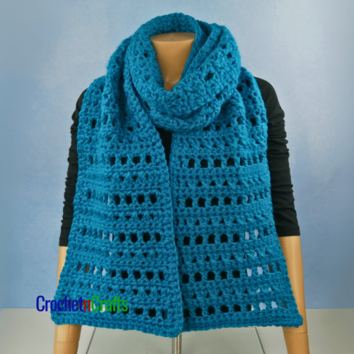 Open Double Crochet and Cross Stitch Scarf - CrochetNCrafts