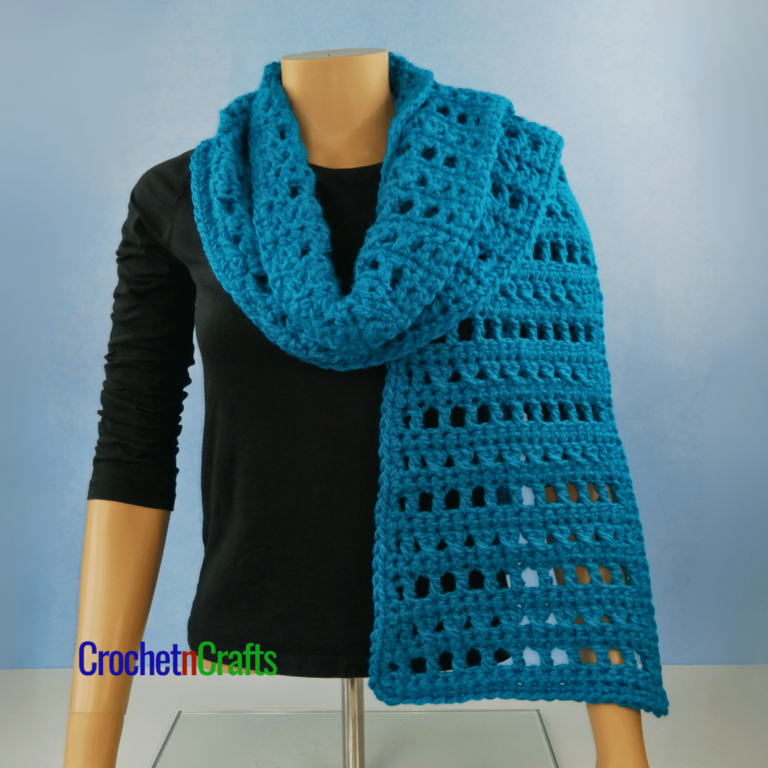 Open Double Crochet and Cross Stitch Scarf - CrochetNCrafts
