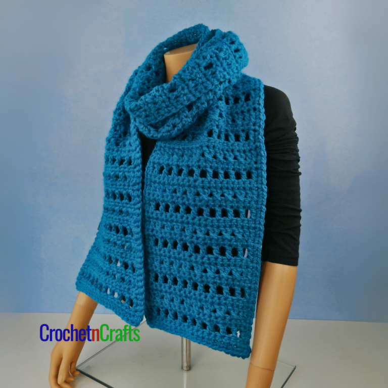 Open Double Crochet and Cross Stitch Scarf - CrochetNCrafts