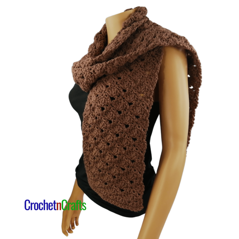 Alternating Shells and V's Crochet Scarf - CrochetNCrafts