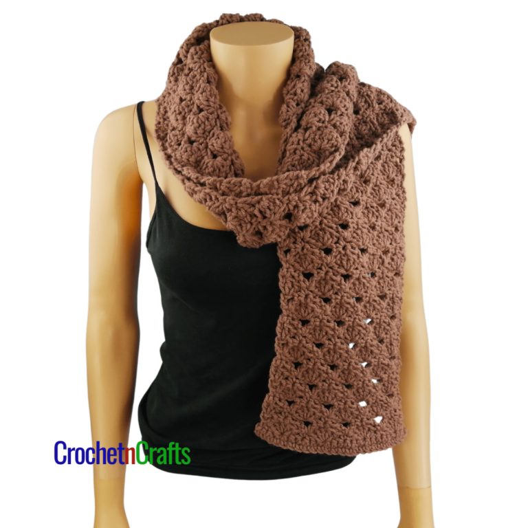 Alternating Shells and V's Crochet Scarf - CrochetNCrafts