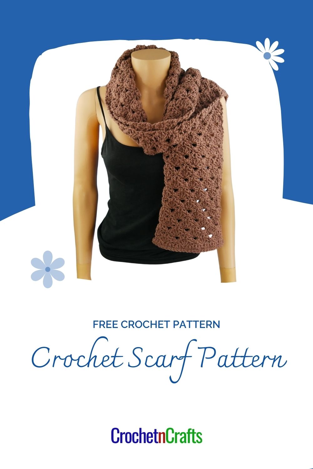 Alternating Shells and V's Crochet Scarf - CrochetNCrafts