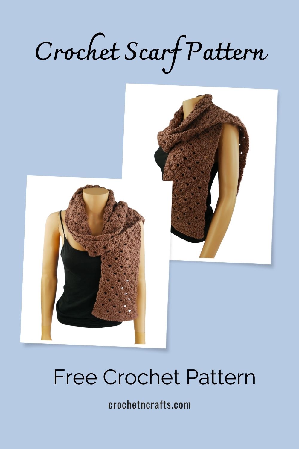 Alternating Shells and V's Crochet Scarf - CrochetNCrafts