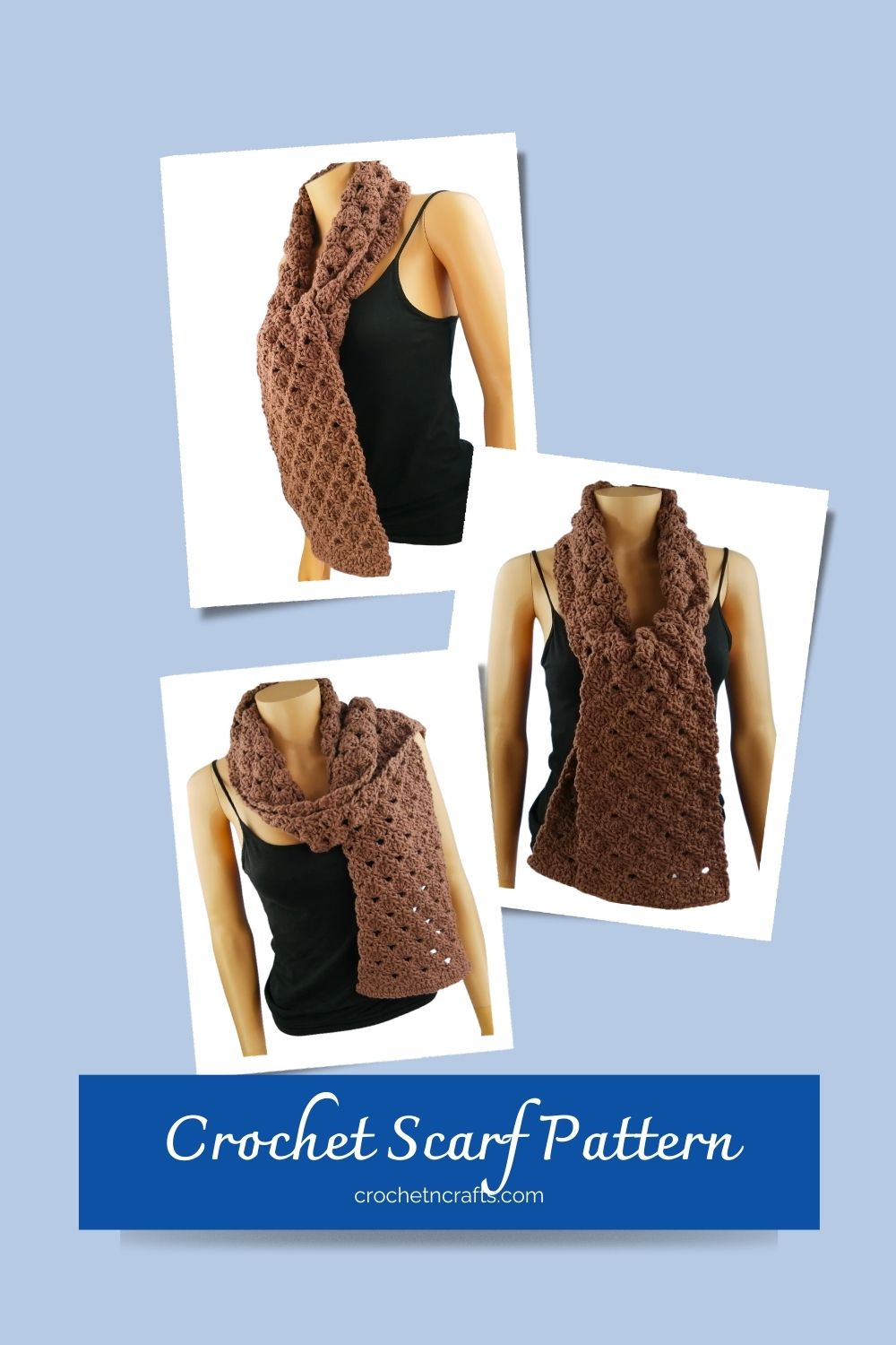 Alternating Shells and V's Crochet Scarf - CrochetNCrafts
