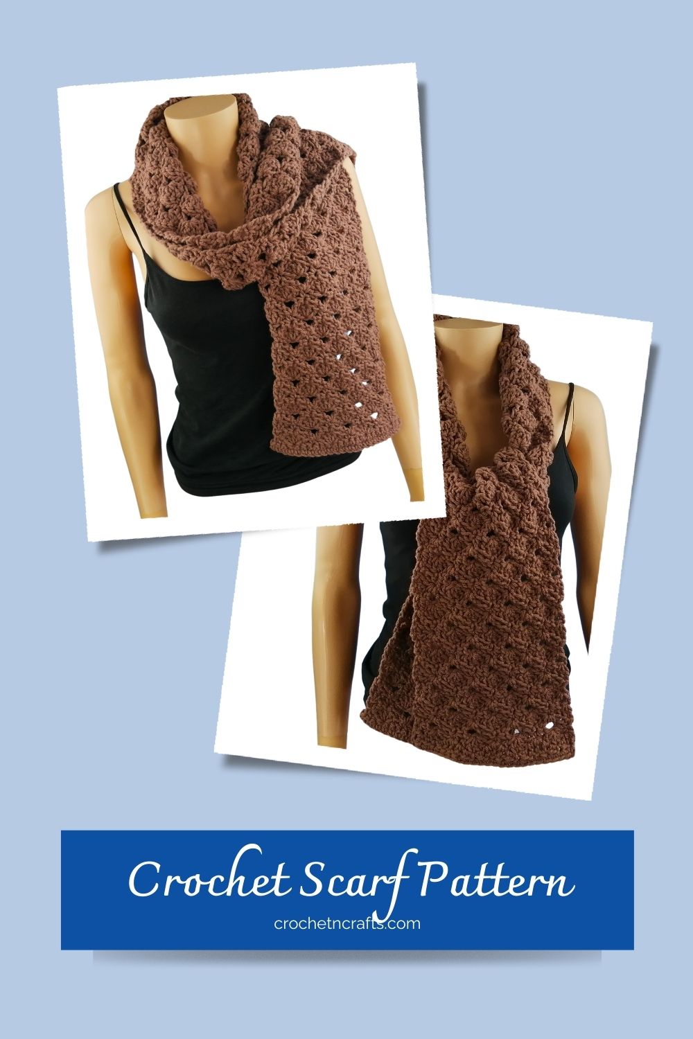 Alternating Shells and V's Crochet Scarf - CrochetNCrafts
