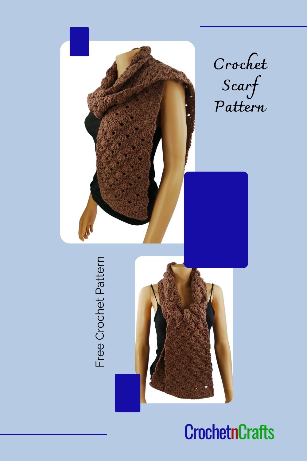 Alternating Shells and V's Crochet Scarf - CrochetNCrafts