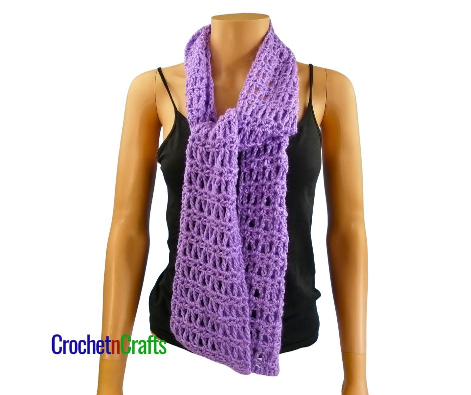 Crochet Summer Scarf - Hdc and Tr V Stitch - CrochetNCrafts